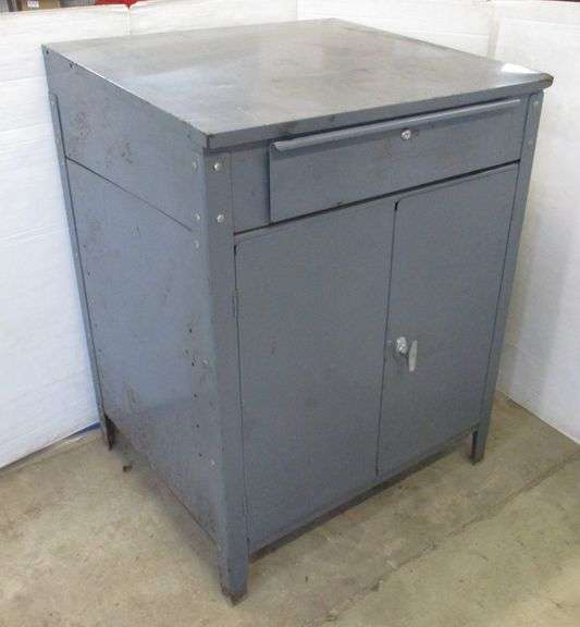 Shipping and receiving cabinet, one drawer and a double door, one shelf ...