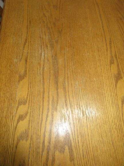 Ashley Furniture oak dining table with leaf and (6) chairs, table- 54"L ...