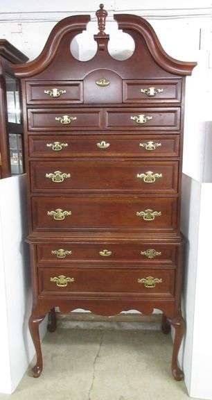 Basset cherry highboy dresser, 36"W x 19"D x 82"H, good, has nicks on ...