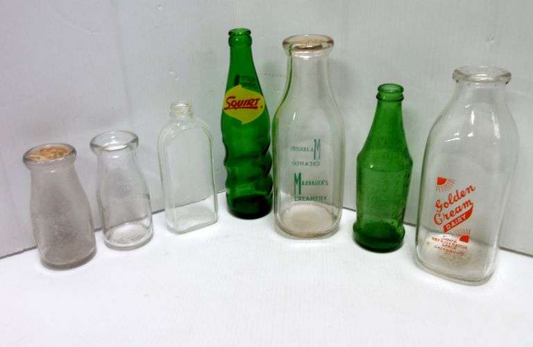 Misc. Bottles, include: Squirt green glass; Sprite green glass ...