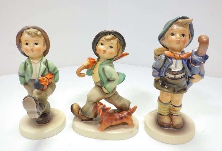 (3) Older Hummels, includes: Home from market, 5 1/2"H; Strolling along ...