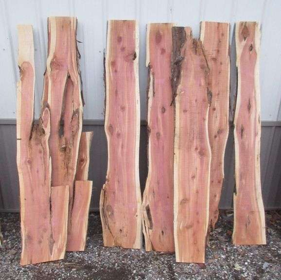 (8) Red Cedar live edge rough sawn pieces, includes: Seven- 6" to 14"W ...