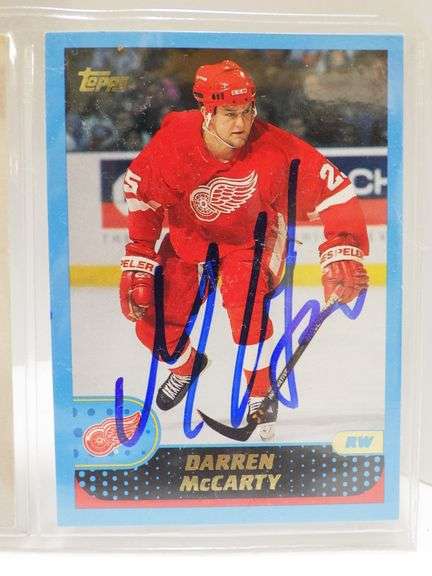 Autographed hockey cards of Mickey Redmond, Dino Ciccarelli, and Darren ...