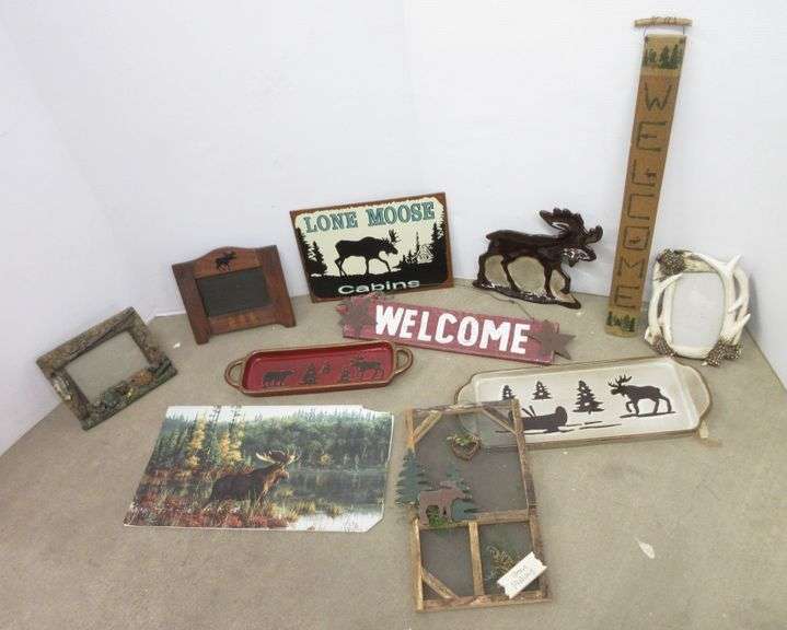 (3) Moose platters, 18" x 7", 15" x 5", and 9" x 9", all very good ...