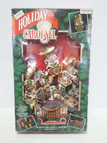 Mr. Christmas Holiday carousel, six carousel horses ride while the ...