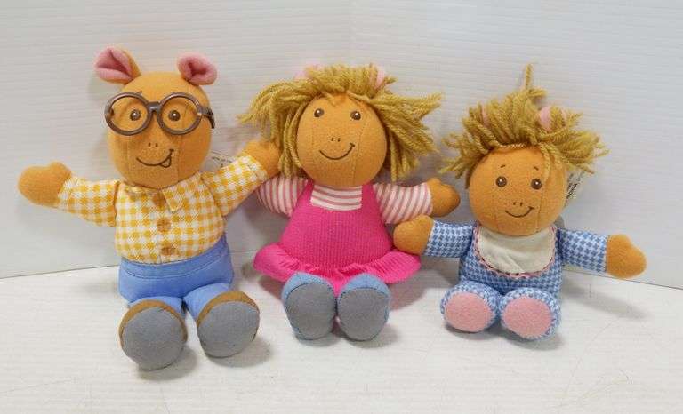 1997 Arthur, D.W., and Baby Kate Dolls by Playskool: Arthur is 8"H ...