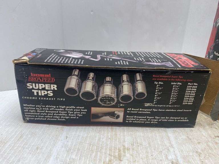 (2) Bosal BroSpeed chrome exhaust 3" super tip with two 1/4" inlet, new ...