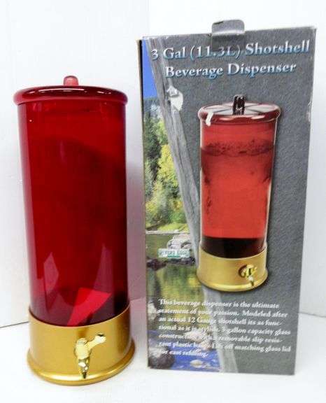 Shotgun shell glass beverage dispenser, 3-Gallon capacity, new ...
