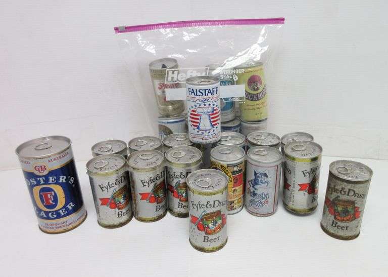 (26) Vintage beer cans from the 1970's, includes: 16- Pull tabs, intact ...