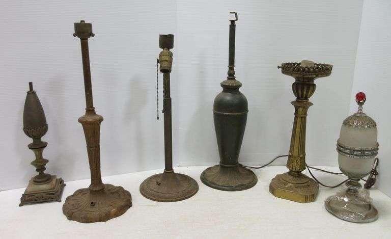 Antique lamp bases, up to 22"H, some without cords - Albrecht Auction ...