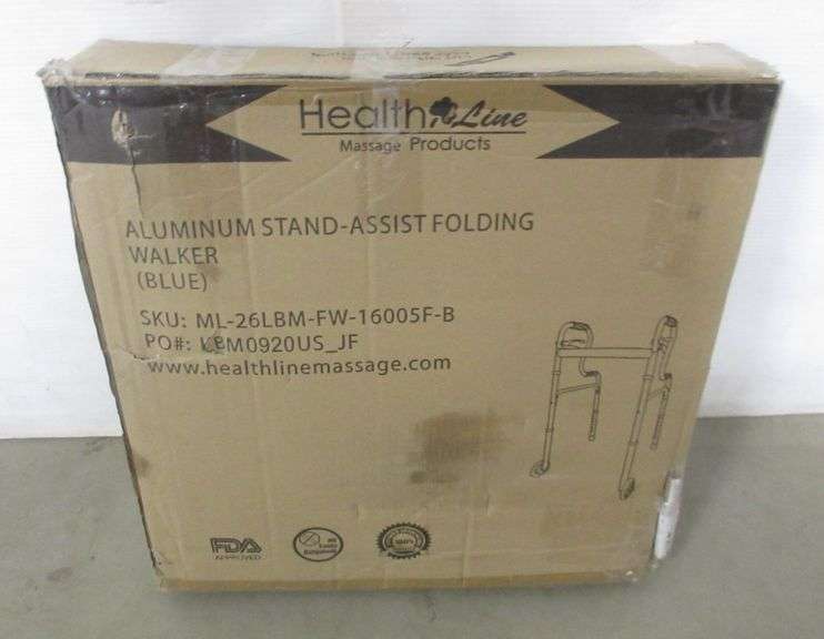 Healthline Medical blue chrome walker, aluminum, , NIB, box is rough ...