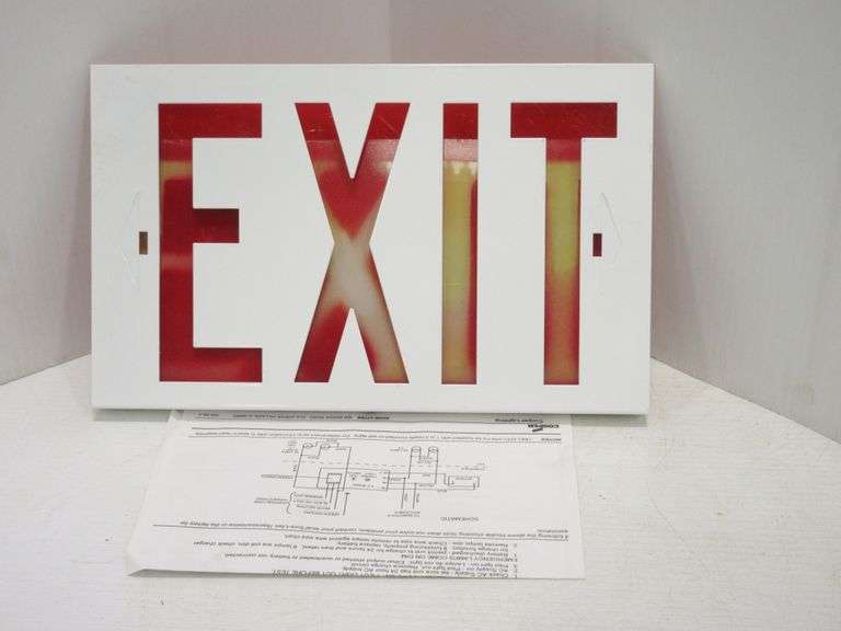 (2) Exit signs: 1- glass, and 1- plastic, both- 12”W - Albrecht Auction ...