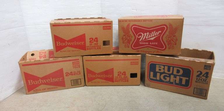 (3) Old Budweiser boxes: 1- Bud Light, 1- Miller, and 1- Other, boxes ...