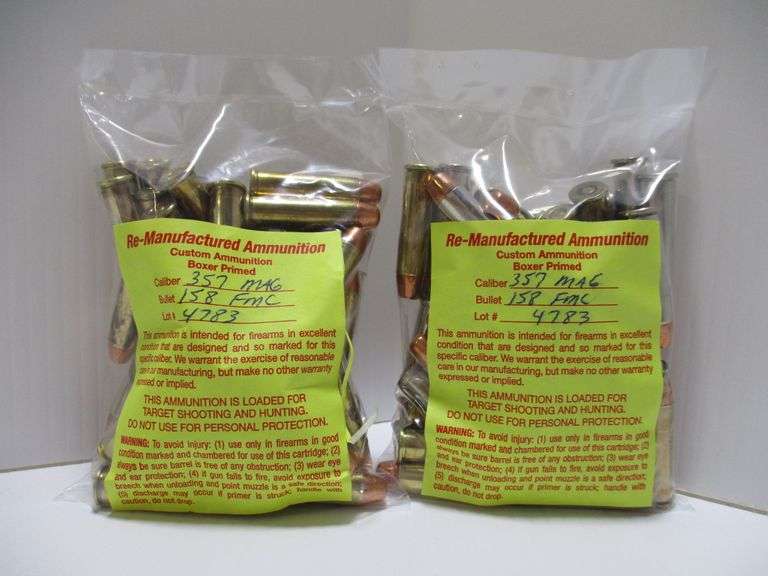(100) Rounds of 357 MAG remanufactured ammunition, 158-grain FMC bullet ...