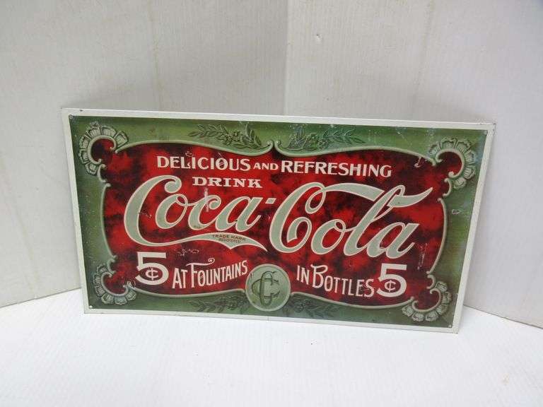 Reproduction Metal Coca-Cola Sign - Albrecht Auction Service