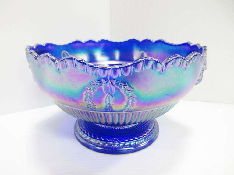 Imperial Carnival Glass rams head console Bowl, 10"Dia x 5”H, in mint ...
