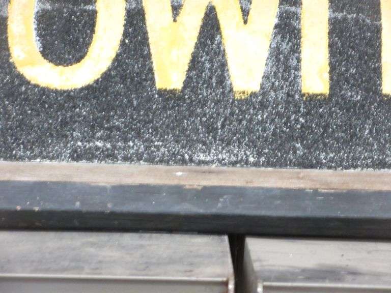 Antique "Clayton Township Precinct 2" smaltz sign, gold paint lettering ...