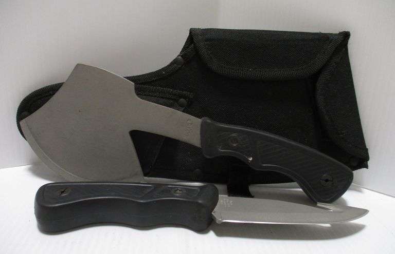 Maxam knife and axe/hatchet set with sheath, knife- 9 ¼” overall, in ...