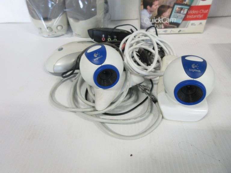 Computer accessories, includes: (3) Logitech web cams, 1- New; Labtec ...