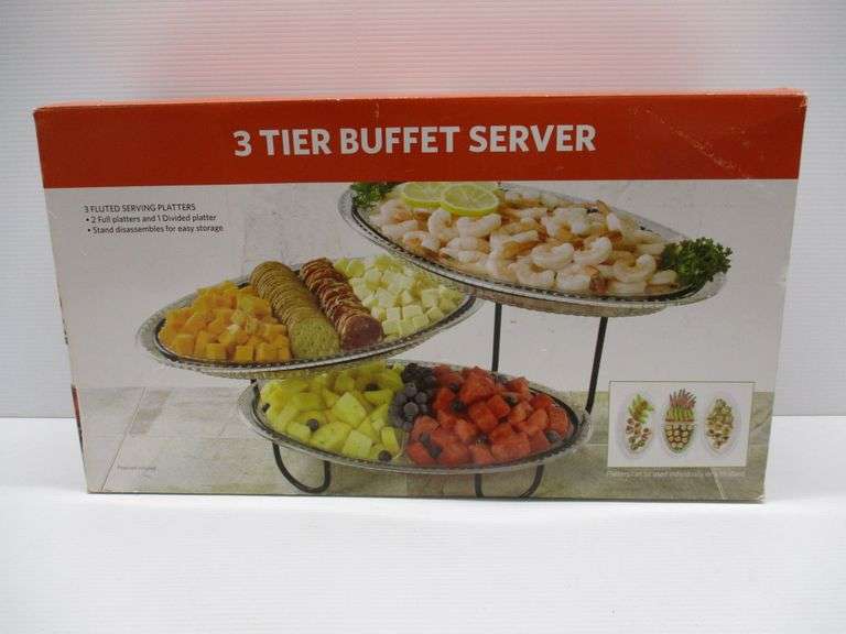 Three-Tier buffet server platters, 18”W, in original box - Albrecht ...