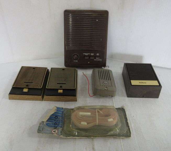 (5) Nutone Intercoms and Antenna, Include: 1- Indoor brown intercom, 3 ...