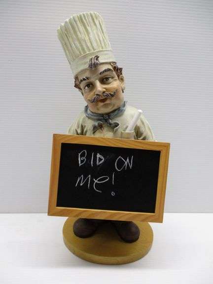 French chef statue resin figurine with removable chalkboard holder and ...