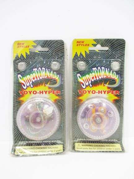 (2) Older Yoyo-Hyper super tornado yo-yos, NOS - Albrecht Auction Service