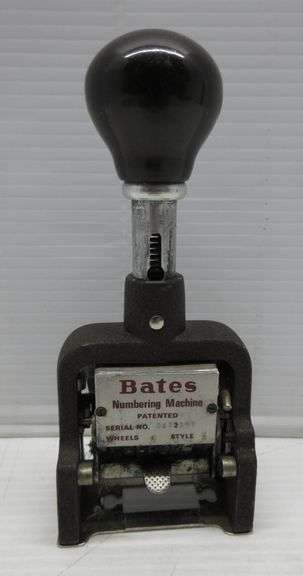Bates Numbering Machine Stamp, Six-Wheel - Albrecht Auction Service