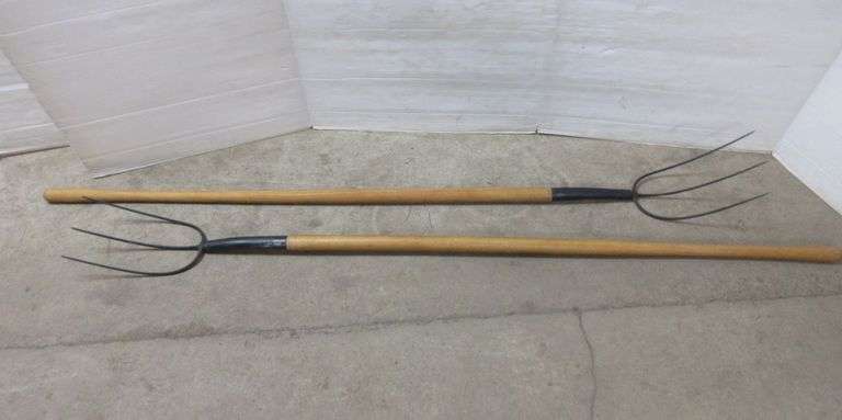 (2) Three prong forks, 52” handles - Albrecht Auction Service