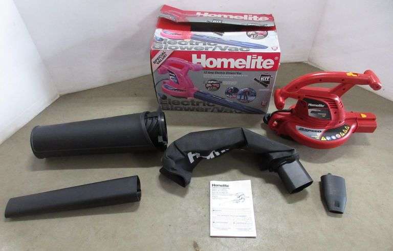 Homelite 12 AMP electric blower vac in box - Albrecht Auction Service