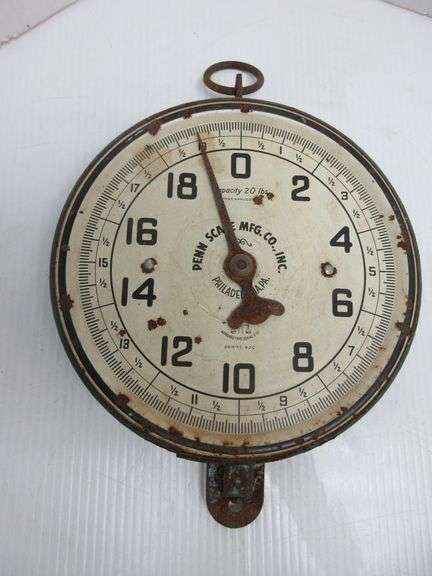 Antique hanging scale by Penn scale co. 8”Dia, in working condition ...