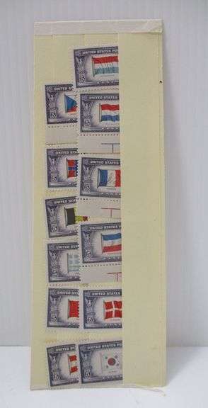 1945 US postage stamp set, "Conquered Countries", complete 13-stamp set ...
