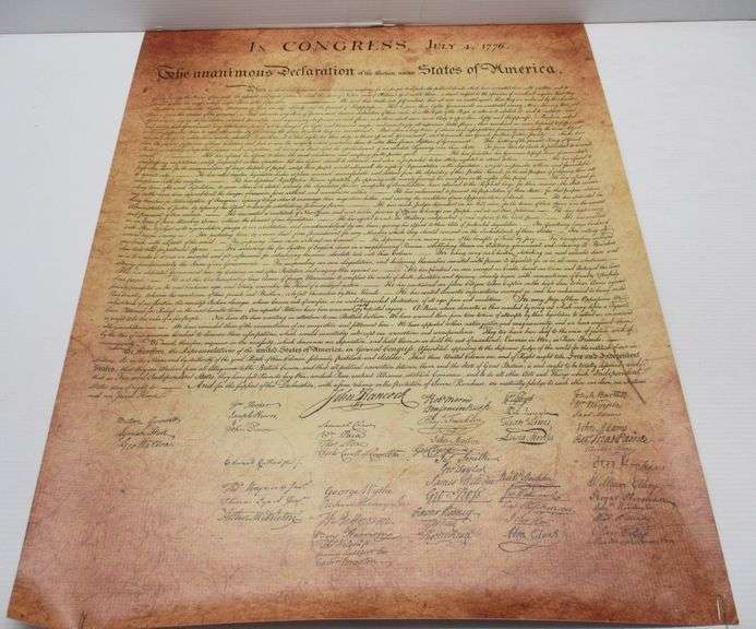 Copy of Declaration of independence, printed on heavy vinyl paper ...