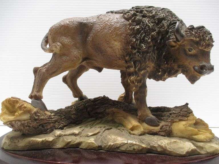 Ruby's Collection resin buffalo statue, 9 1/2"W, base has minor marks ...