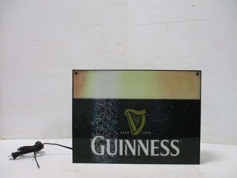 (3) Guinness beer lighted sign, 18 ½” x 13 ½” x 3 ½”, works, lights up ...