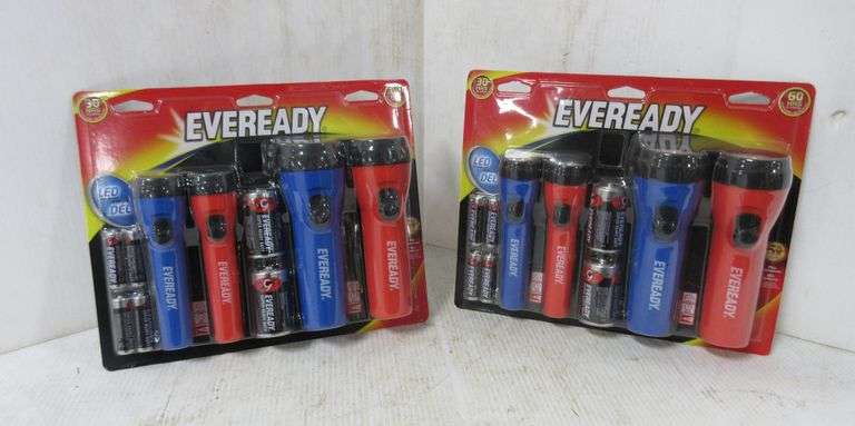 (2) Eveready flashlight packs with batteries with four flashlight in ...
