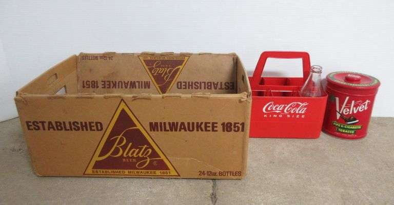 Antique Blatz beer case, antique Coca-Cola carrier with a Coke bottle ...