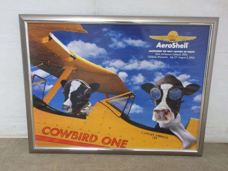 Aeroshell advertising poster, 25"W x 20"H, has wear - Albrecht Auction ...