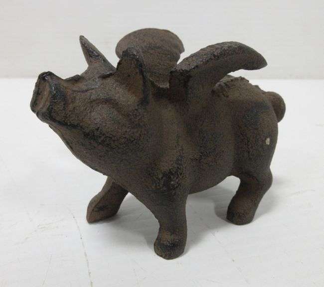 Cast iron flying pig, modern casting, 4"L - Albrecht Auction Service