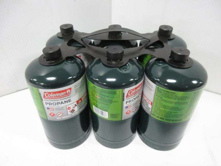 Six-pack of Coleman 16 oz. propane tanks, new - Albrecht Auction Service