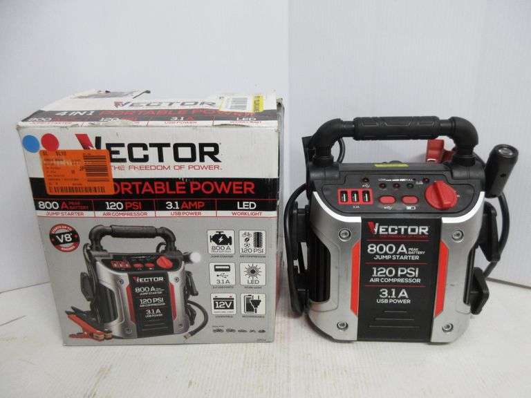 Vector 800-AMP Jump Start 120 PSI Air compressor with three USB ports ...
