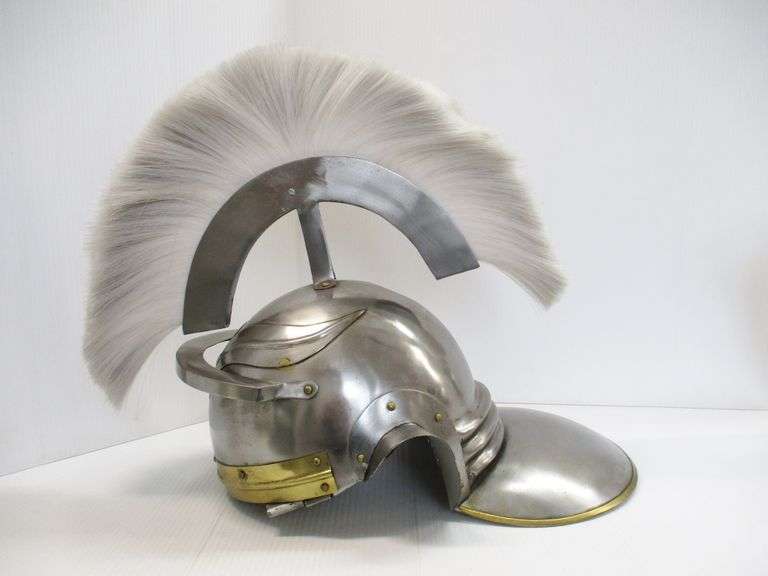Full size replica medieval centurion Roman helmet with plume, all hand ...