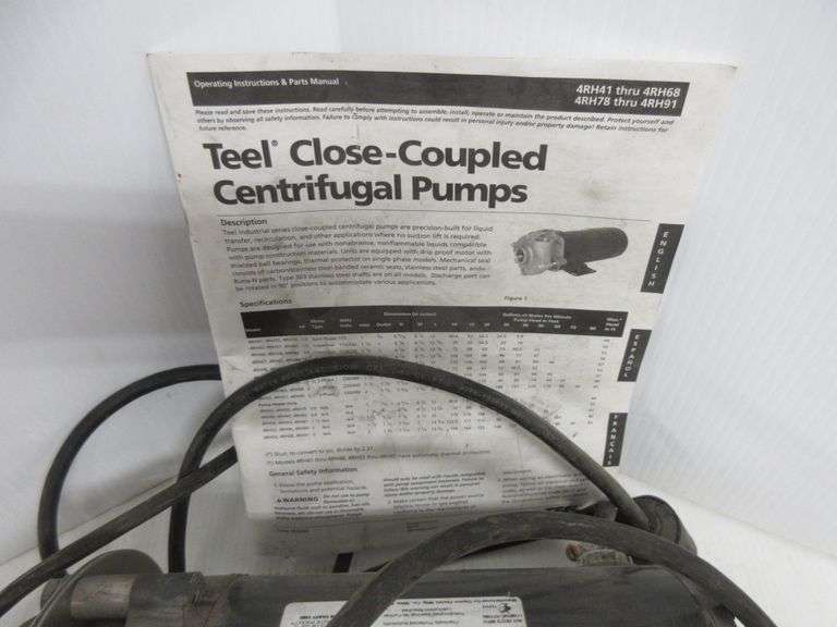 Teel close-coupled centrifugal pump jet pump motor, motor connected for ...