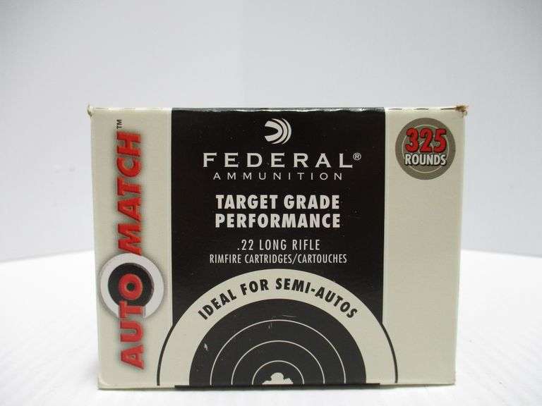 (325) Rounds of Federal .22LR Target Grade Cartridges, sealed box ...
