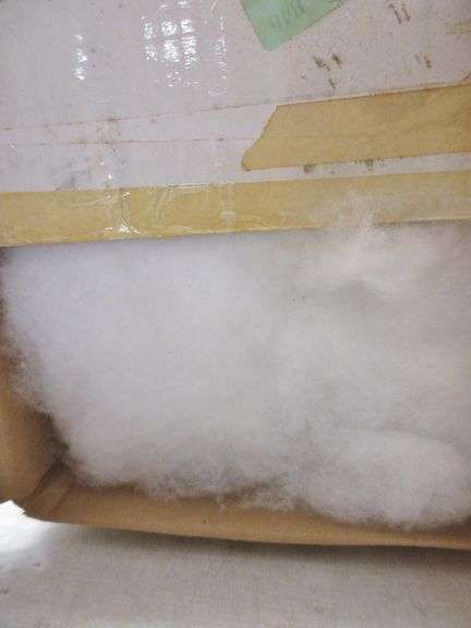 Craft items, include: Box of fiberfill, tin and boxes of buttons, (7 ...