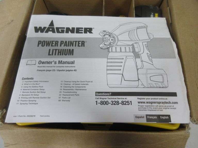 Wagner cordless paint sprayer with batteries, 18V, complete kit, used ...
