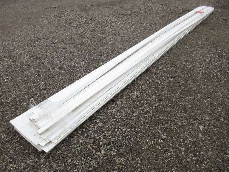(7) Pieces of white vinyl siding, 8"W x 12'L; (7) Pieces of white vinyl ...