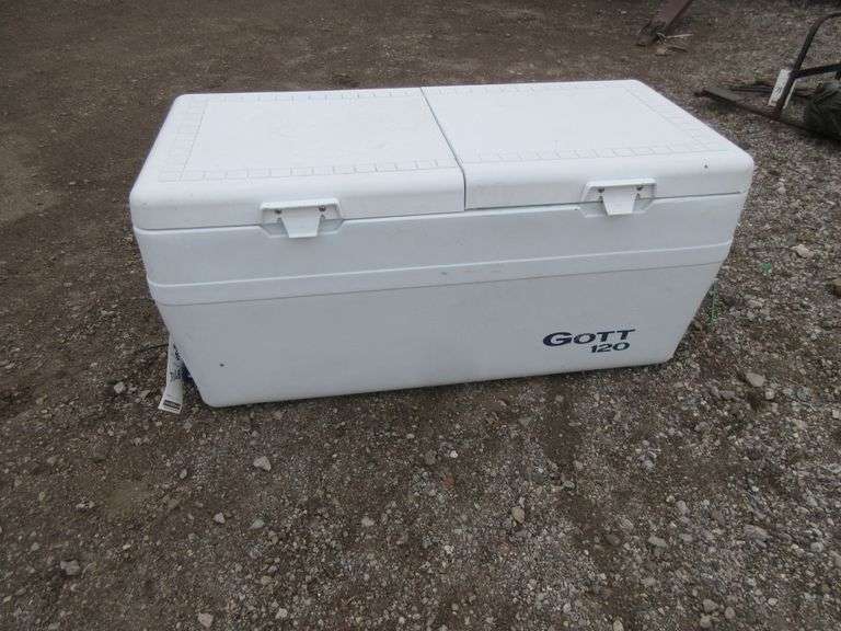Gott 120 double lid cooler, and a tent, 38" x 18", good, needs light ...