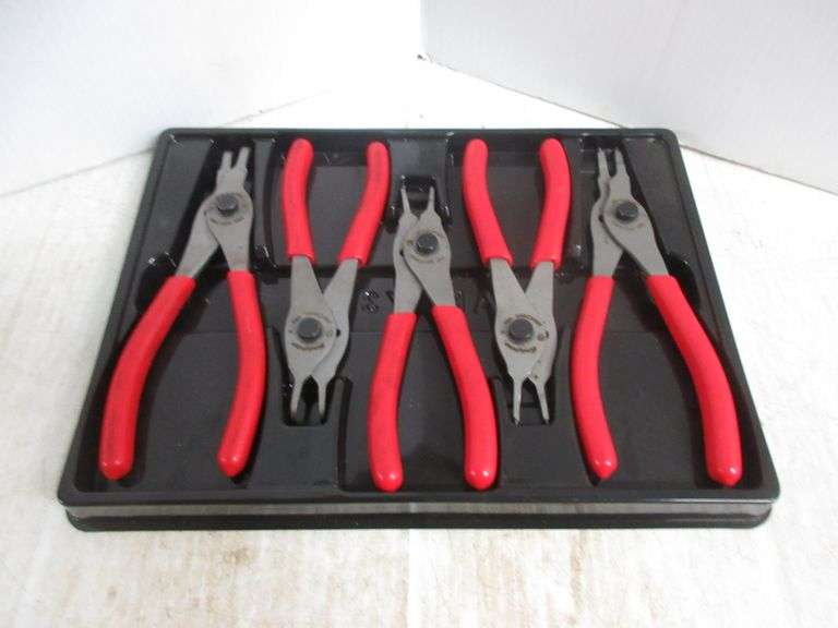 5-Piece Snap-On snap ring plier set, like new - Albrecht Auction Service