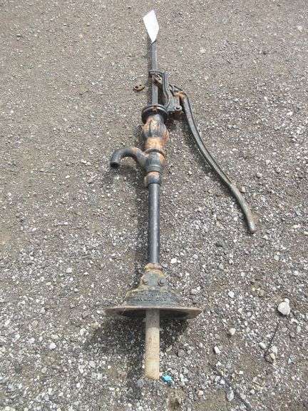Antique hand pump, 60"H, in good condition - Albrecht Auction Service